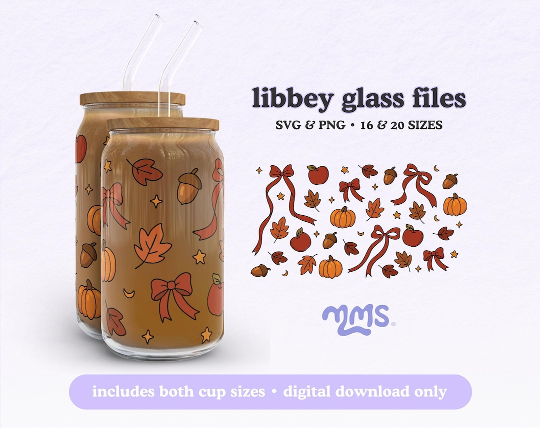 Coquette Girl Fall SVG PNG for Libbey 16oz & 20oz Can Glass, Cute ...
