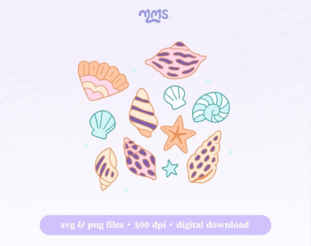 Seashell Svg Clipart Cut File for Cricut, Tropical Beach Png for ...