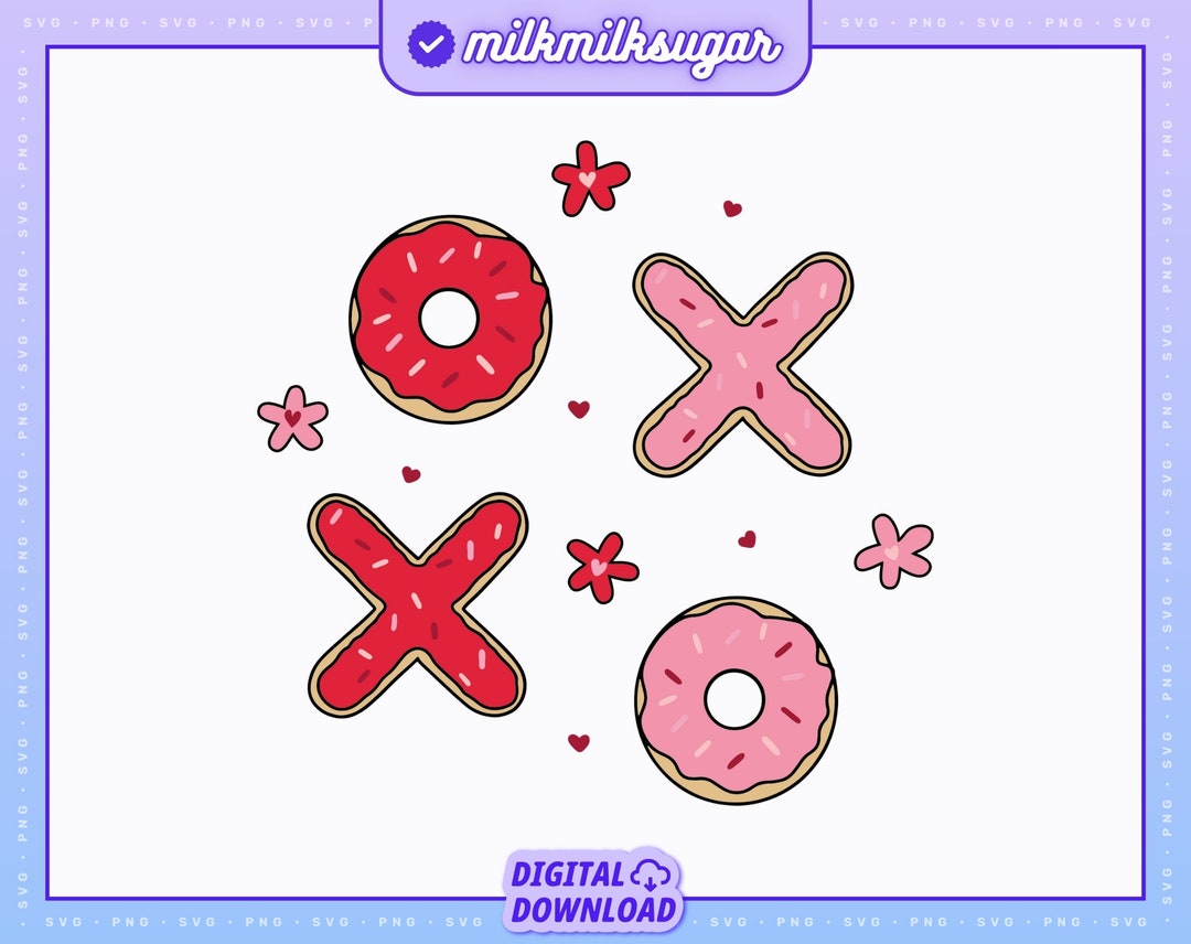Xs And Os Donuts Svg Cut File For Cricut Valentines Day Png Heart