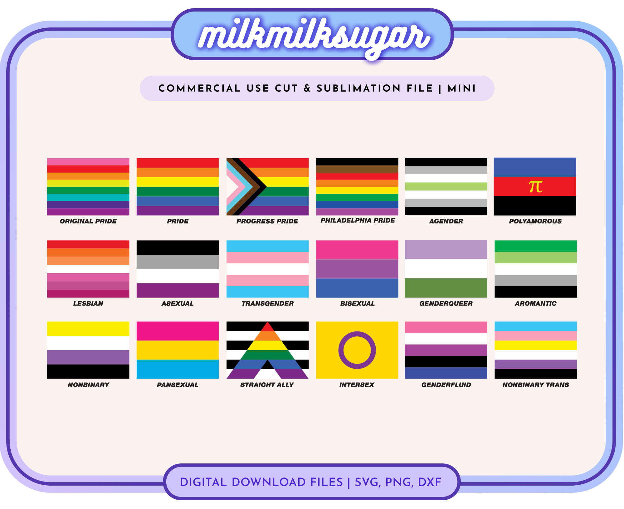 PRIDE FLAGS SVG Cut File for Cricut or Silhouette, Pride Sublimation ...