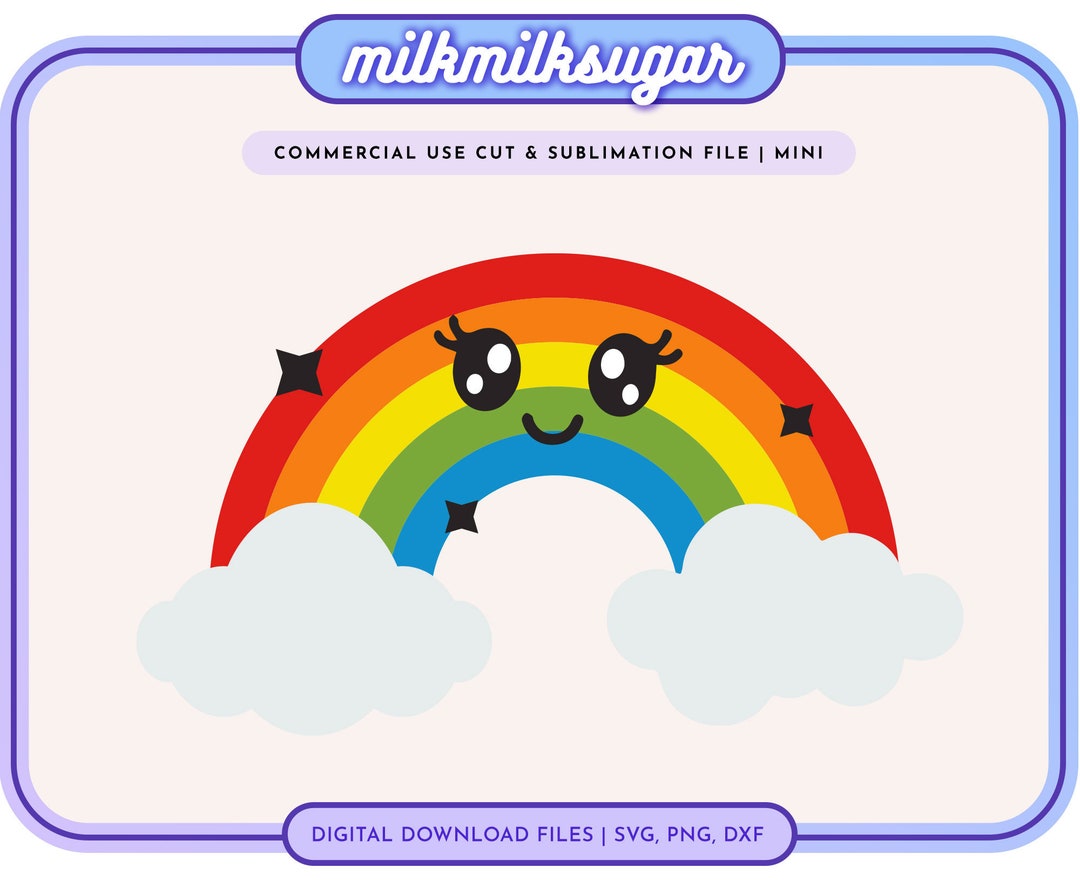 HAPPY RAINBOW SVG Cut File for Cricut or Silhouette, Rainbow Svg, Over ...