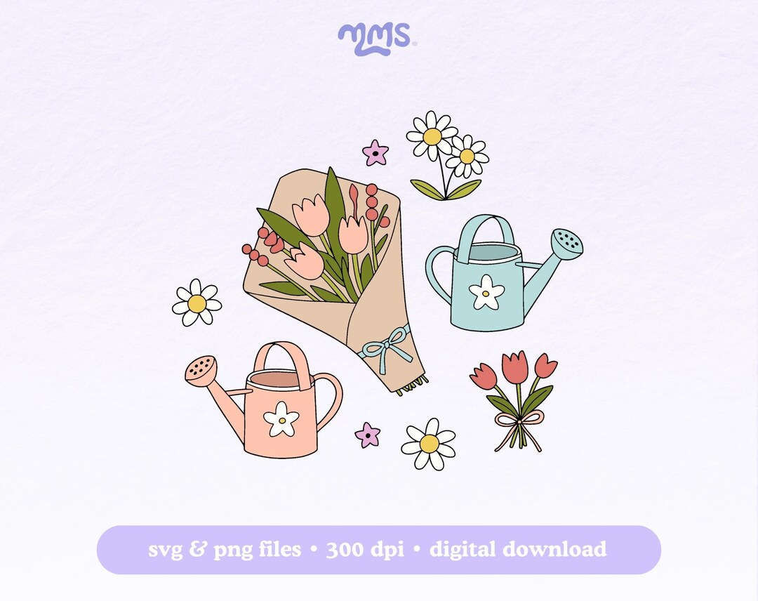 Spring Flowers Svg Cut File for Cricut, Cute Spring Png for Stickers ...