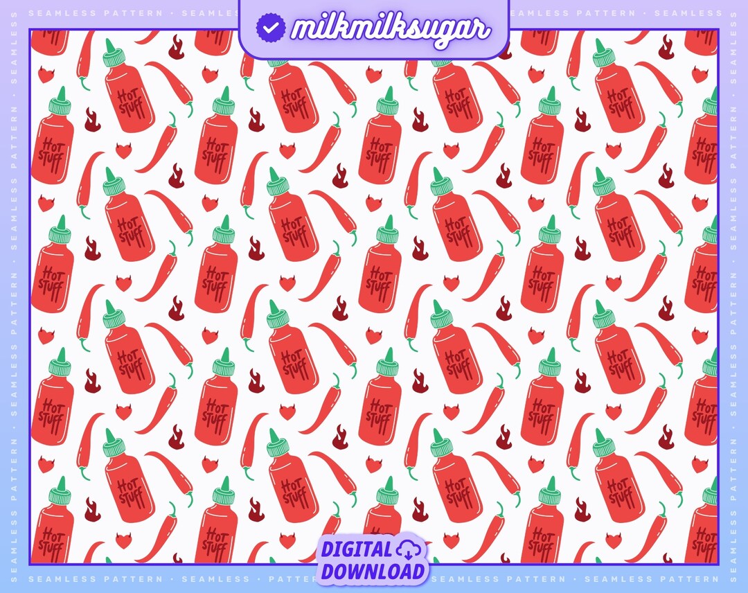 Valentines Day File for Sublimation or Printing, Seamless Design, You're Hot Stuff Pattern ...