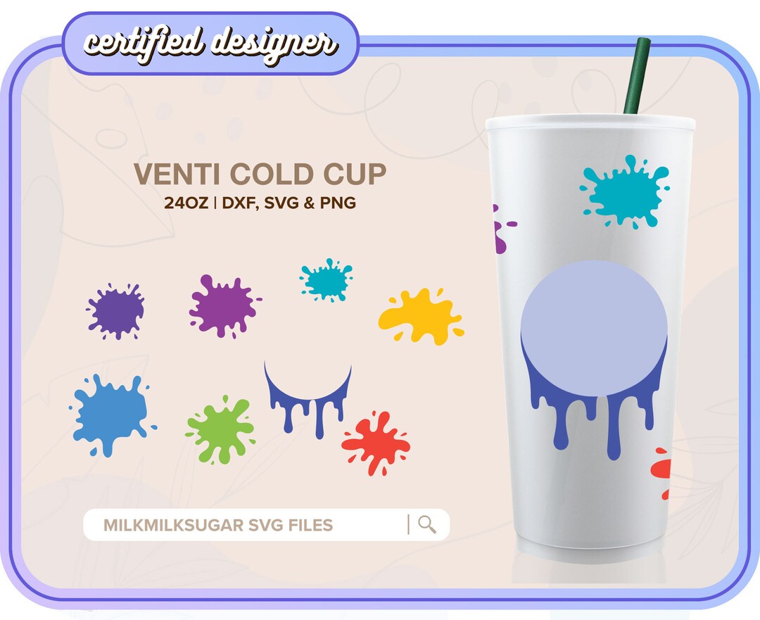 PAINT SPLAT Seamless Wrap Sbux Cup Reusable Png Dxf SVG Files for ...