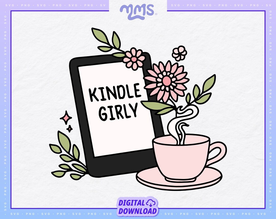Kindle Girly Svg Png for Cricut, Emotional Support Kindle Svg, Ereader ...