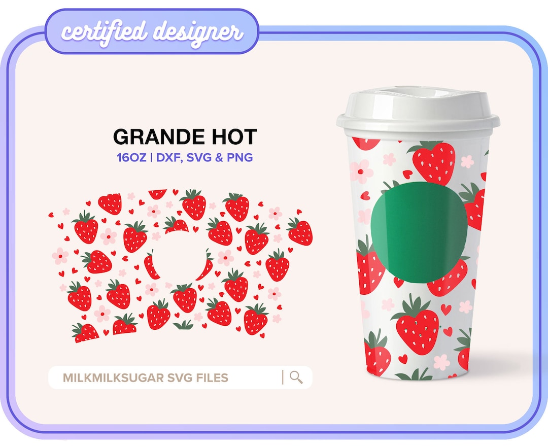 BERRY HEARTS SVG Wrap for 16oz Grande Hot Cup, Grande Svg, Valentines ...