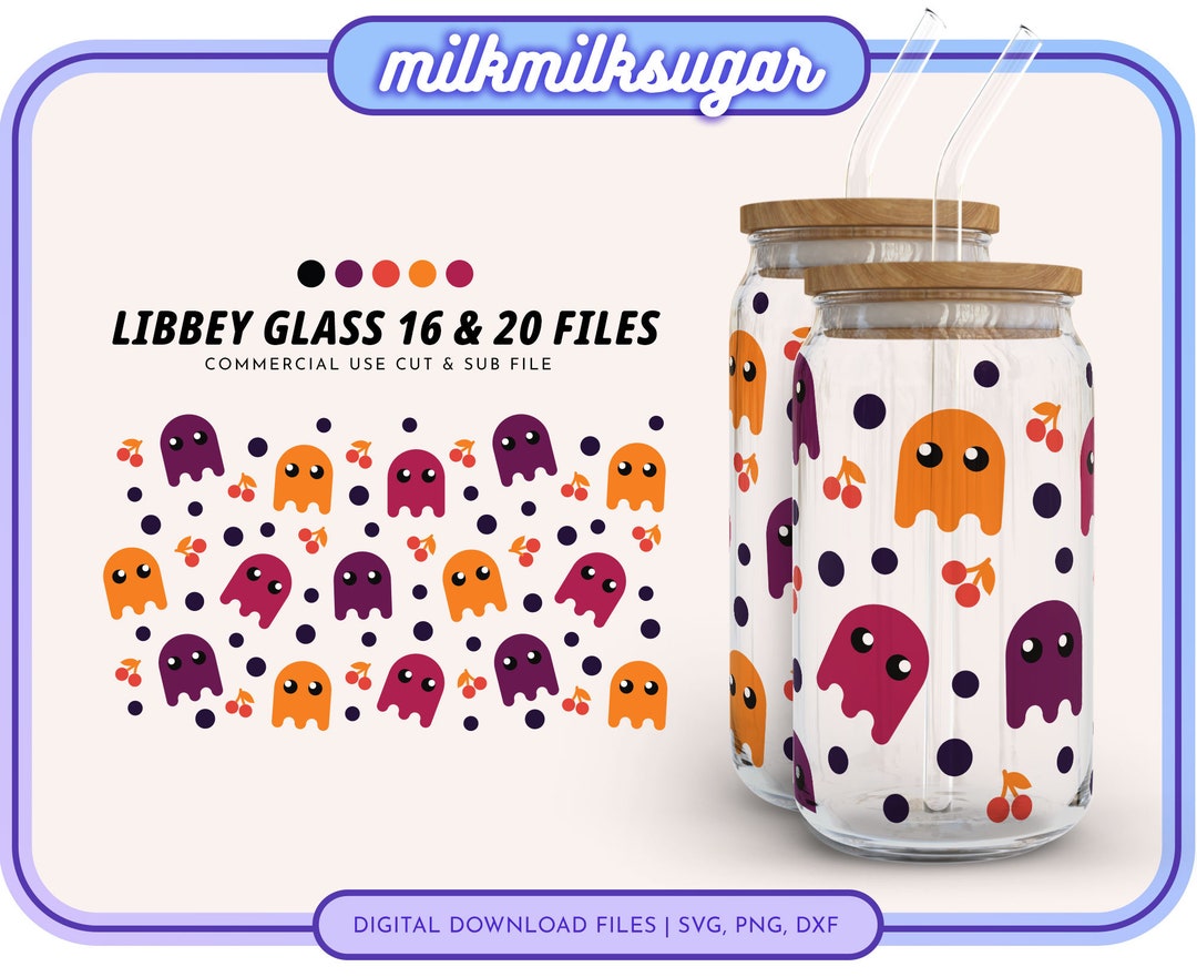 CUTE GHOSTS SVG Wrap for Libbey 16oz & 20oz Can Glass Wrap, Ghost ...
