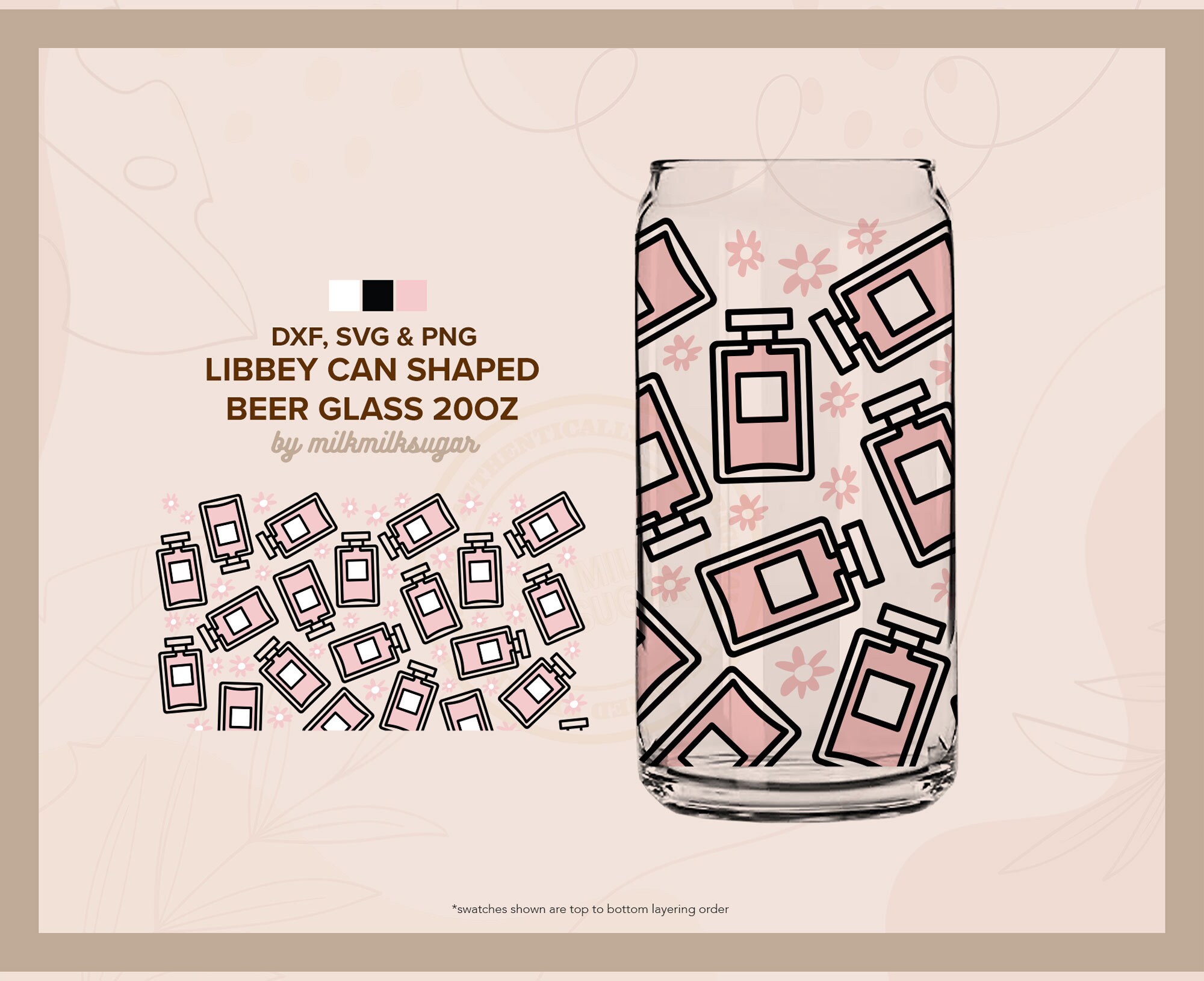 PINK PERFUME Cute Girly Fashion Svg Libbey 20oz Beer Can - Etsy