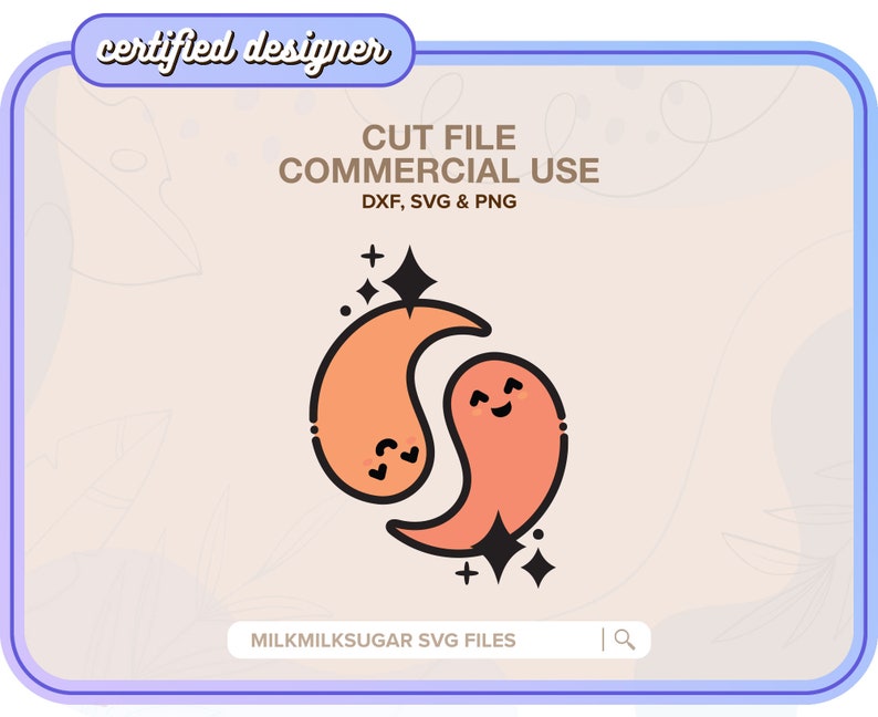 YIN & YANG GHOSTS Svg Cut File for Cricut or Silhouette, Happy Cute ...