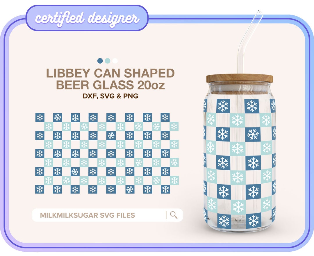 CHECKERED PATTERN SVG Wrap for Libbey 20oz Can Glass, Retro Cut Files ...