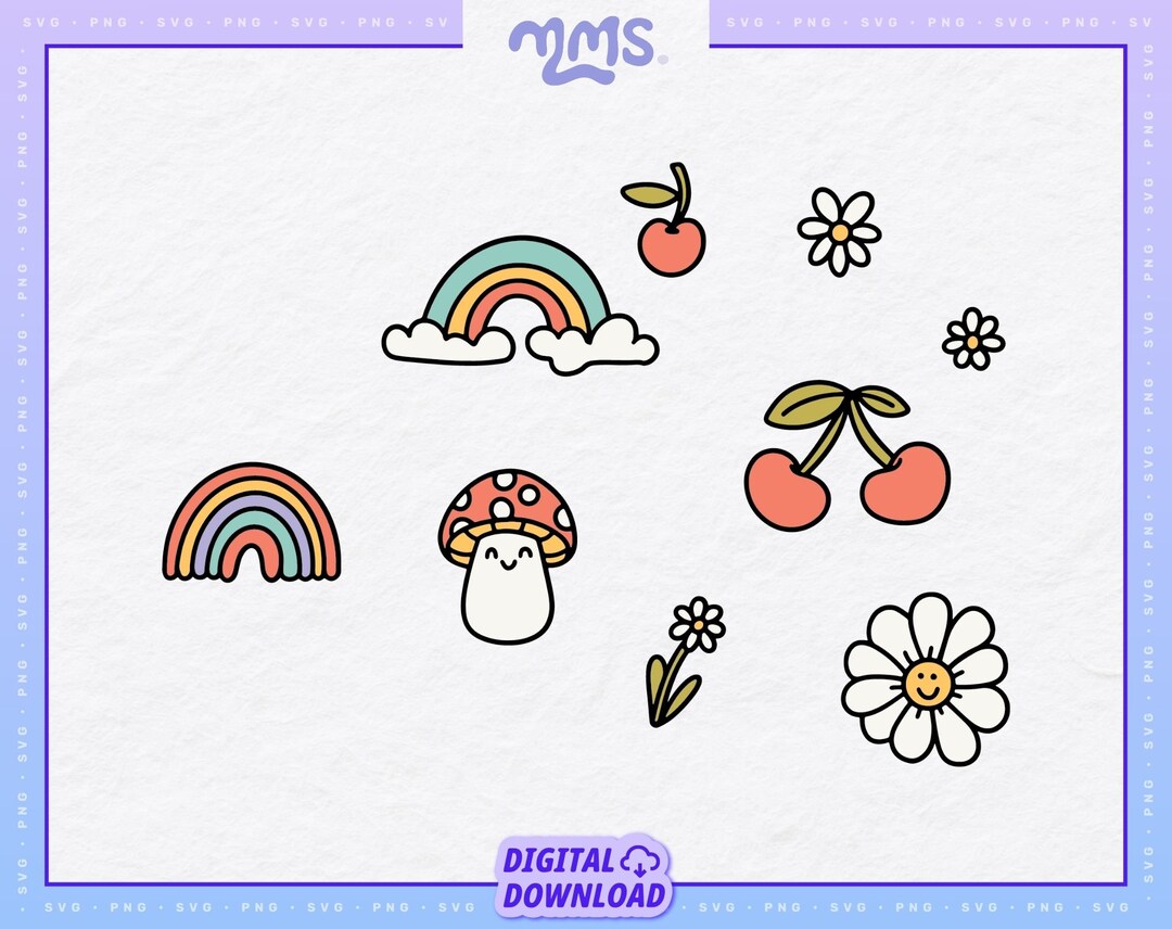 Groovy Summer Svg Cut File for Cricut & Silhouette, Groovy Elements ...