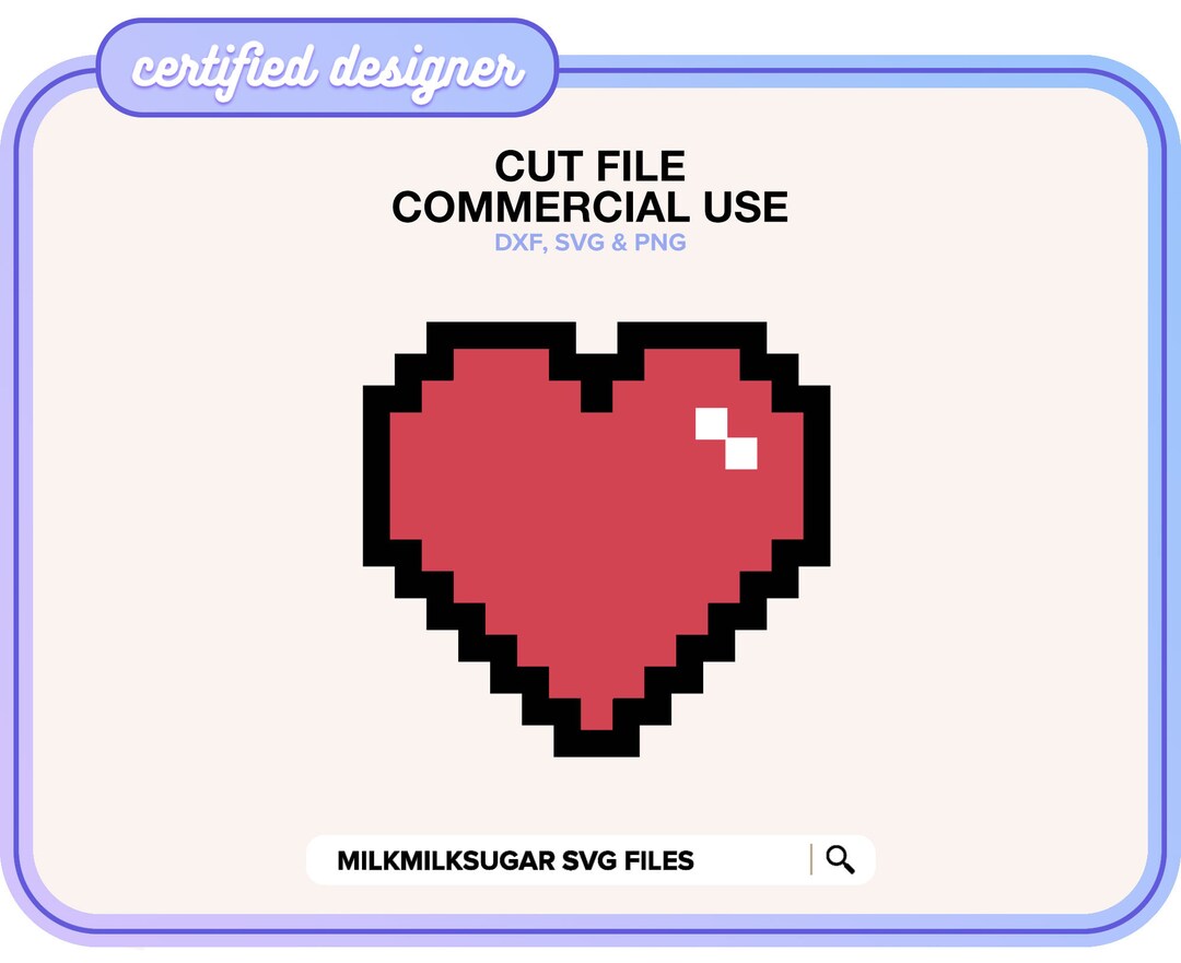 HEART SVG Cut File for Cricut or Silhouette, Pixel Heart Svg, Heart ...