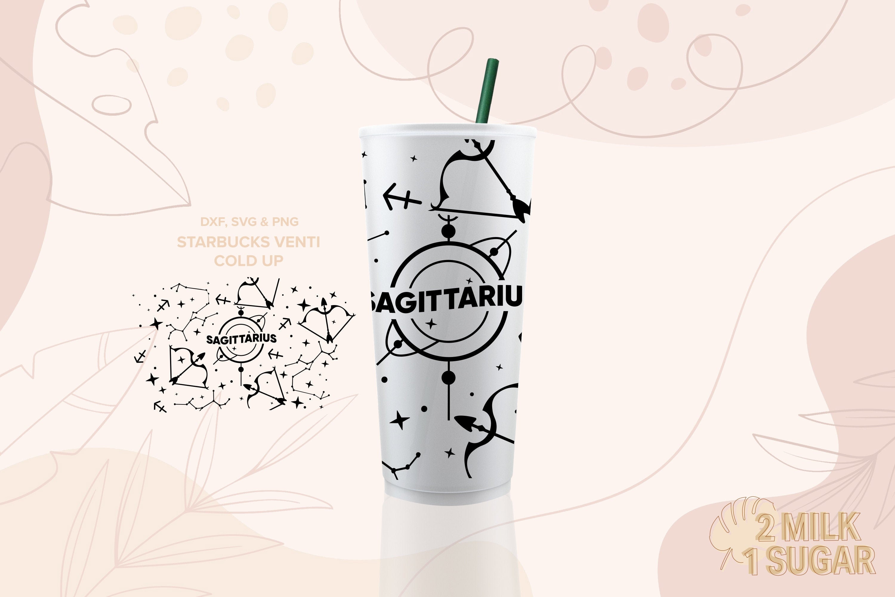 SAGITTARIUS No Hole Svg Cut File Sag Svg for Sbux Cup Png Dxf Svg Files ...