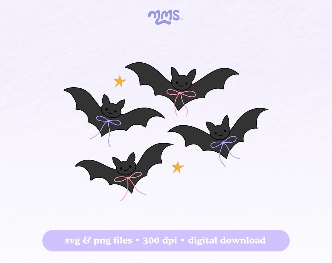 Coquette Bats Clipart SVG & PNG, Spooky Cute Halloween Bat Graphics ...
