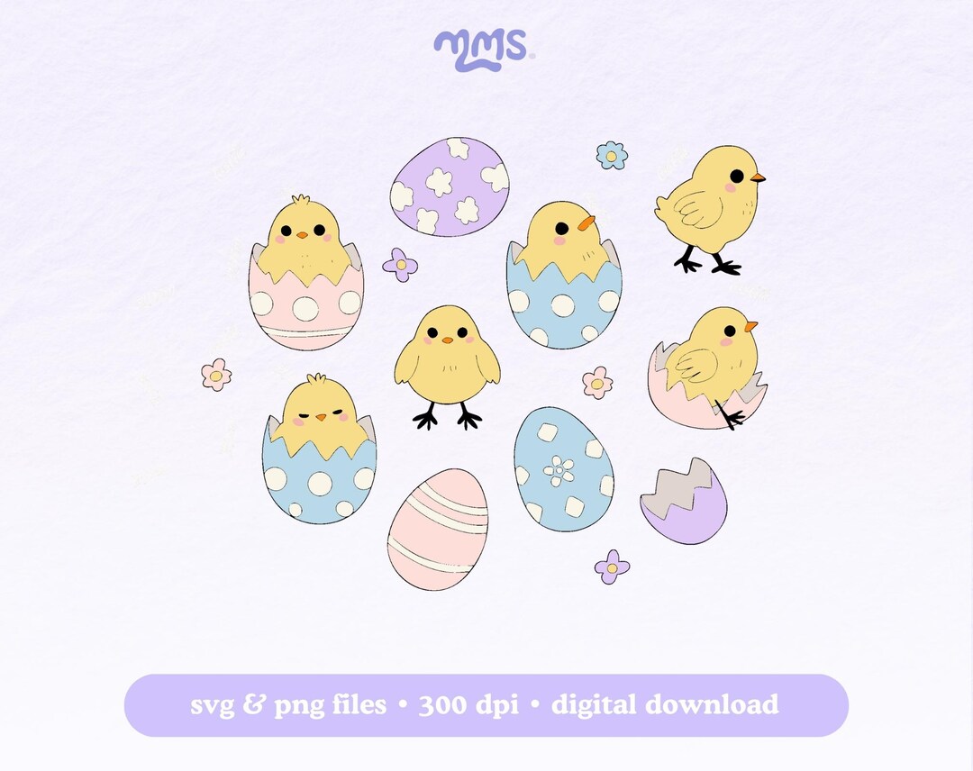 Spring Chick Svg Cut File for Cricut, Baby Chicks, Cute Easter Eggs Png ...