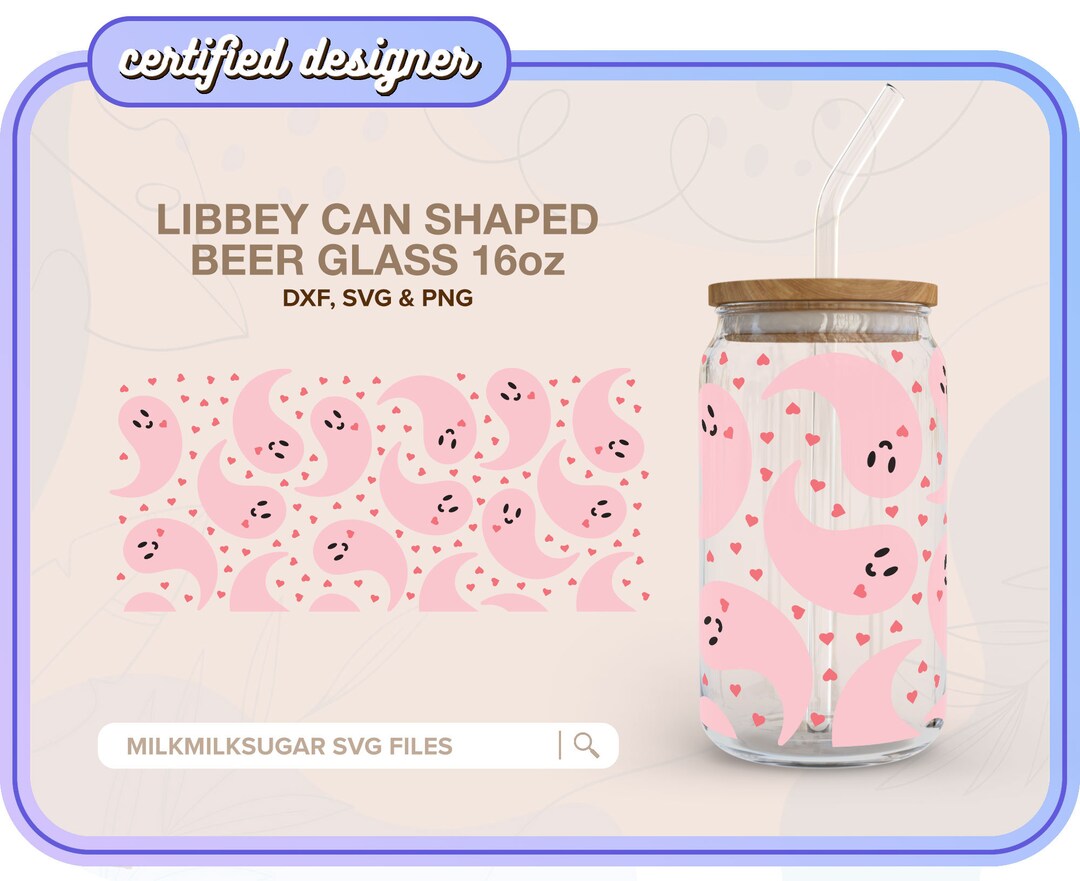 NEVER GHOST U SVG for Libbey 16oz Can Glass, Spooky Halloween Svg, Cute ...