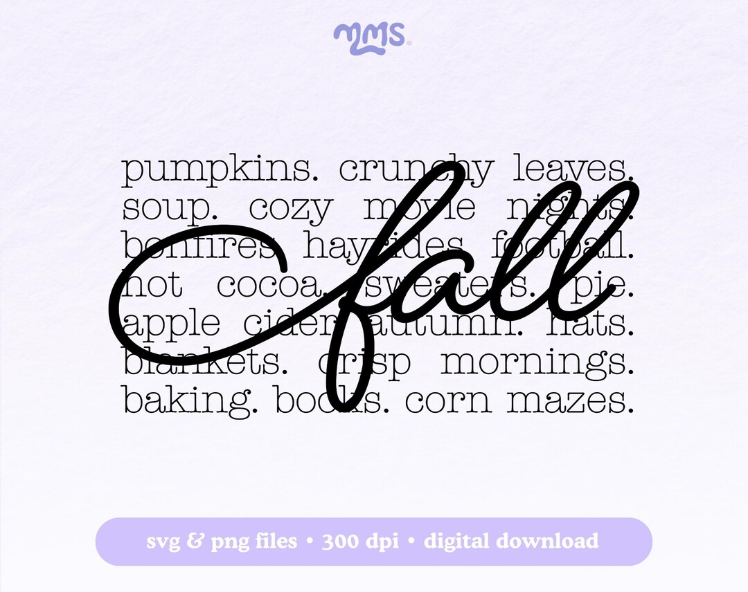 Fall Words Svg Cut File for Cricut, Fall Quote Svg, Autumn Words Png ...