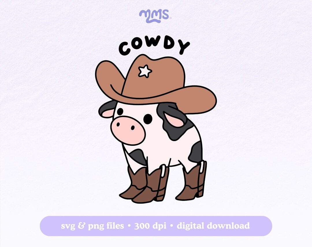 Cowdy Svg Png for Cricut, Cow Cowboy Svg, Cowboy Boots Svg, Cute Cow ...