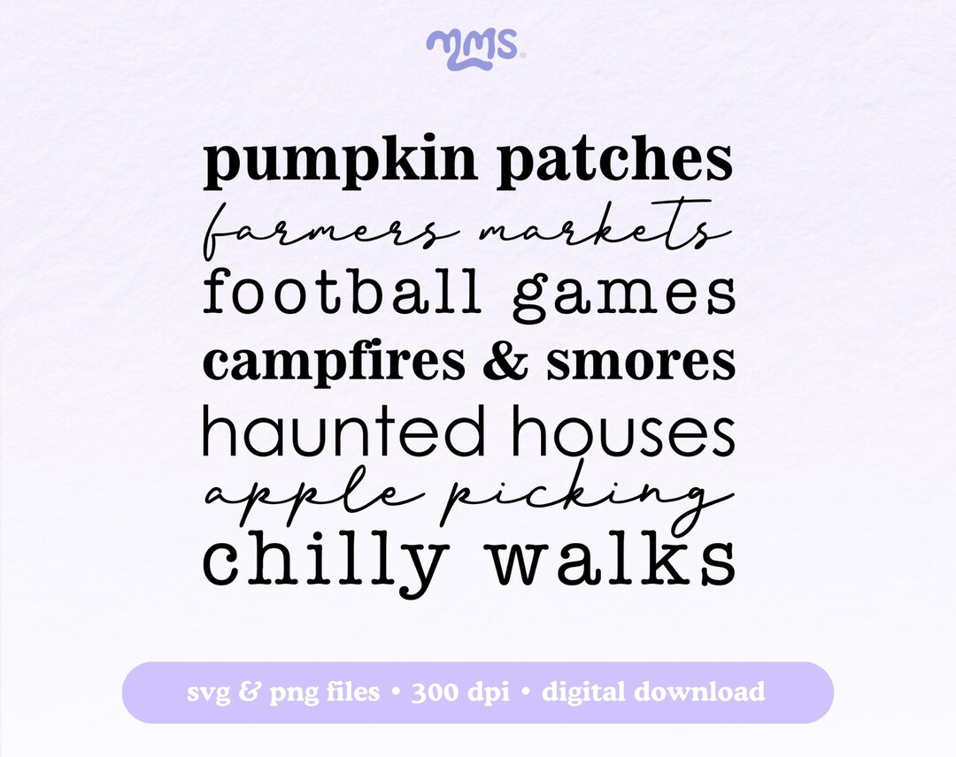 Fall Words Quote Svg Cut File for Cricut or Silhouette, Fall Bucket ...