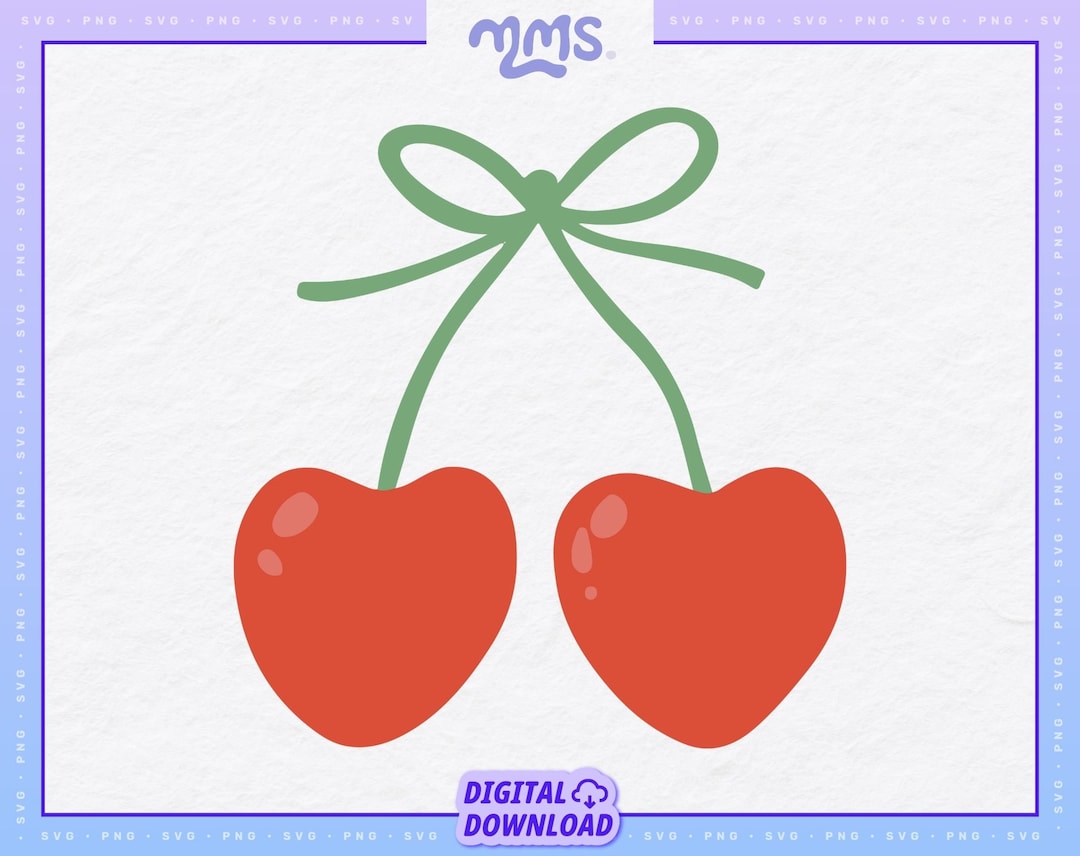 Coquette Cherries Svg Cut File for Cricut & Silhouette, Pink Bow Cherry ...
