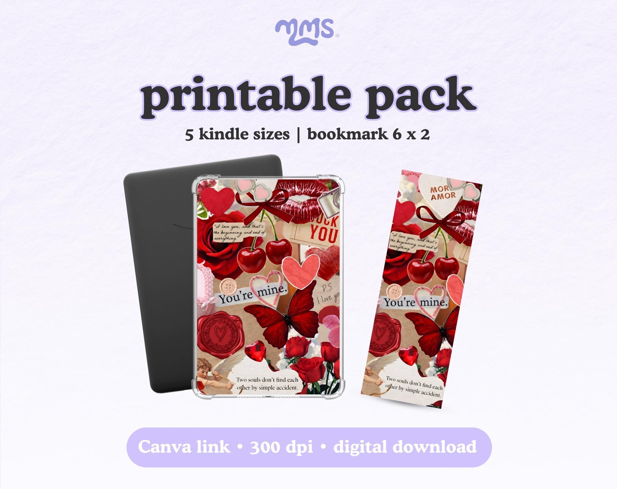 Printable Kindle Insert for Clear Case | Printable Bookmark | Romance ...