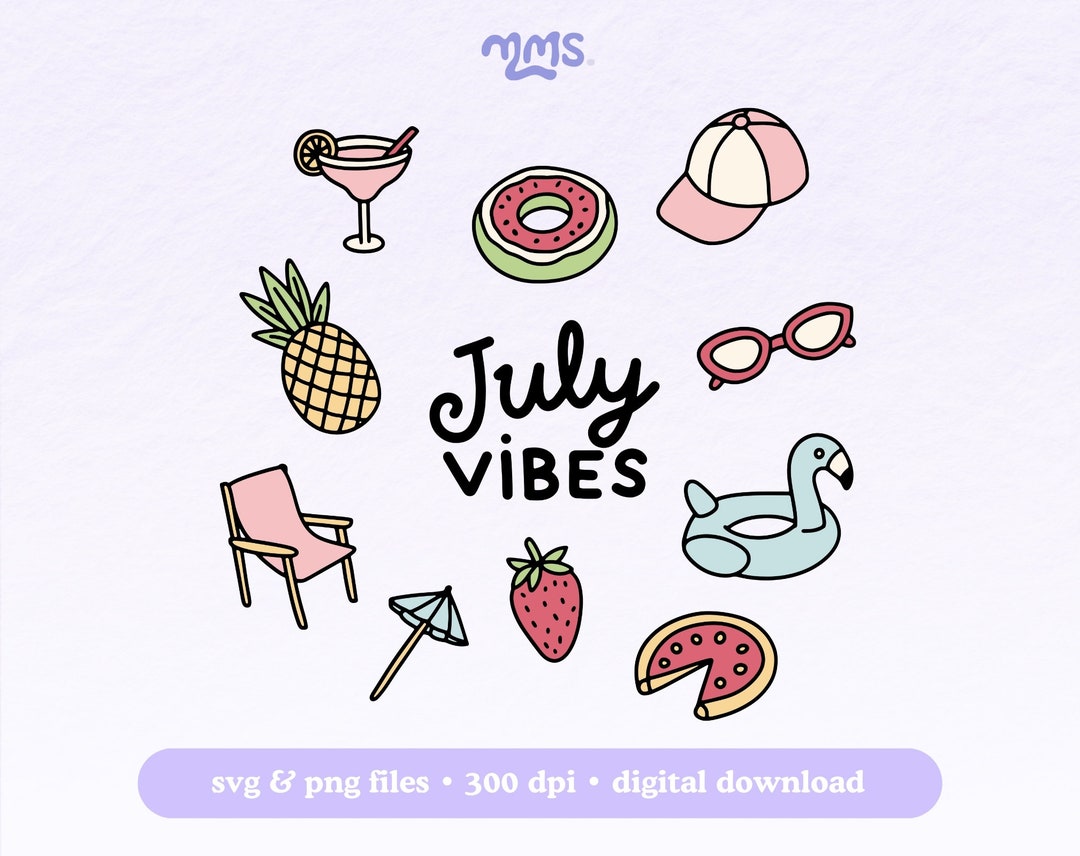 July Vibes Party Pack Svg Cut File for Cricut & Silhouette, Girly ...