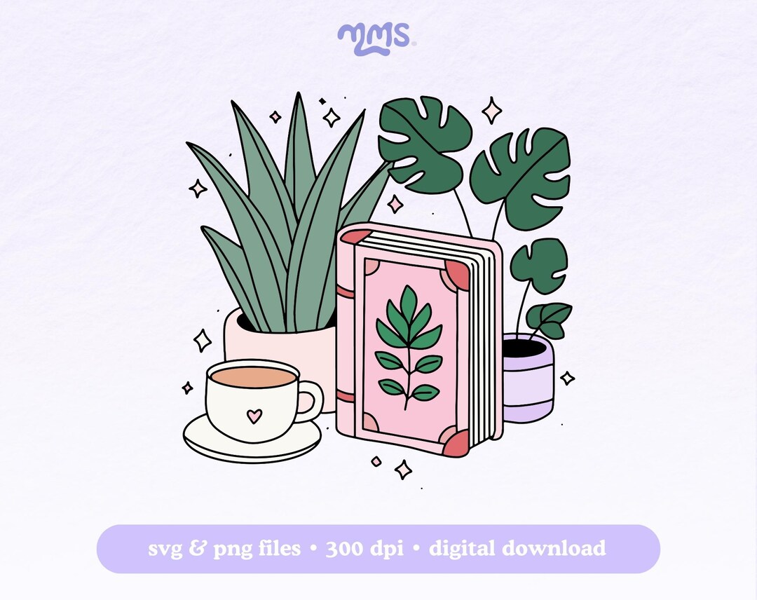 Plant and Book Lady Svg Cut File for Cricut, Booktok, Book Lover Svg ...