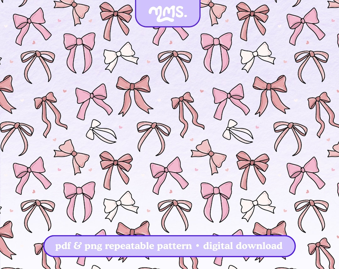 Pretty Pink Bows Pattern for Sublimation or Printing, Seamless Design ...