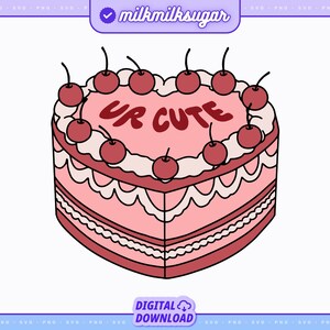 Retro Heart Cake Svg Cut File for Cricut, Valentines Day Png, Vintage ...