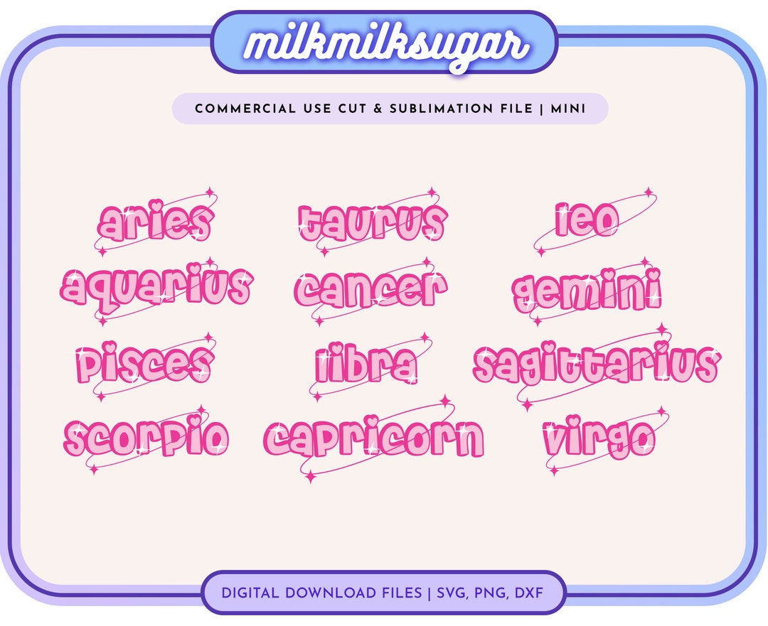 Y2K ZODIAC Svg Cut File for Cricut & Silhouette, Astrology Svg ...