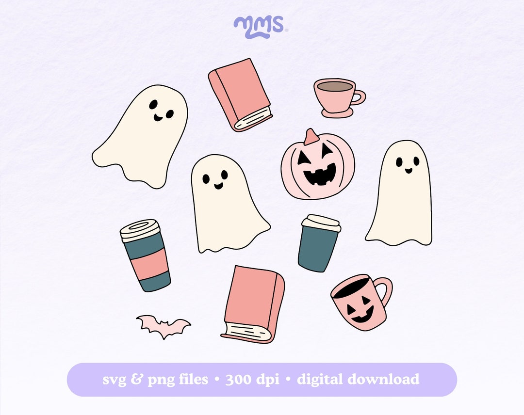 Bookish Halloween Clipart Svg Png for Cricut, Cute Halloween Bundle for ...