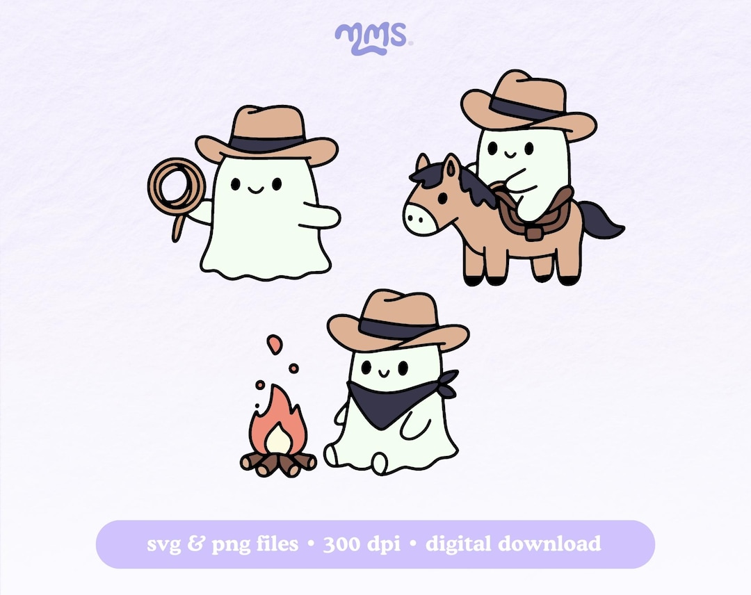 Ghost Cowboy Svg Png for Cricut, Halloween Svg, Cute Cowboy Svg for ...