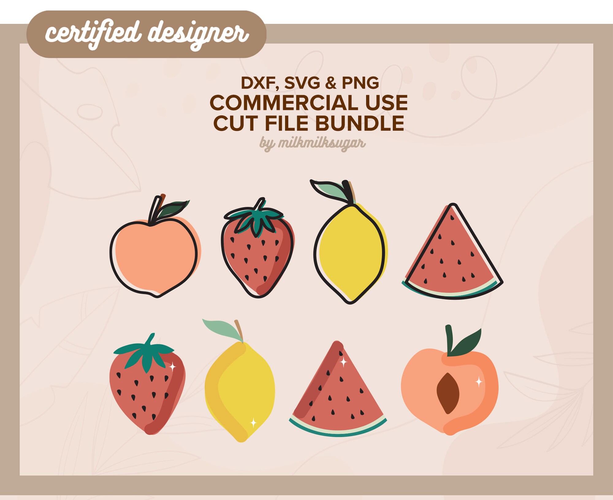 FRUIT PACK MINI Fruit Svg Summer Svg Lemon Peach Svg - Etsy