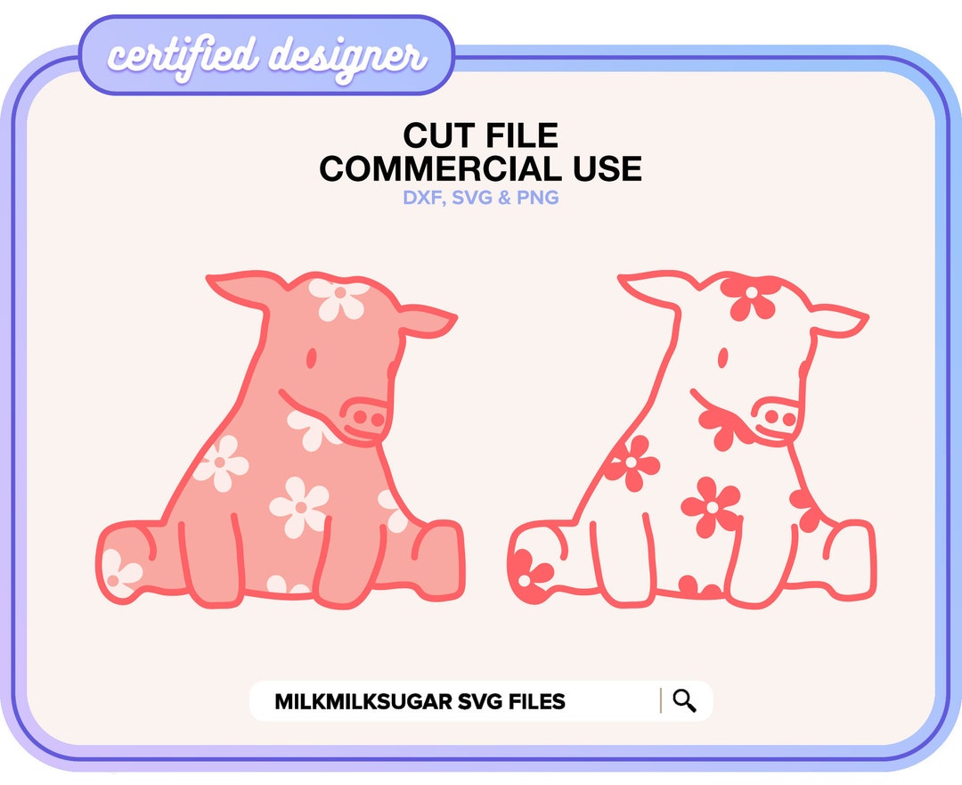 CUTE COW Svg Cut File for Cricut & Silhouette, Includes Png Svg Dxf ...