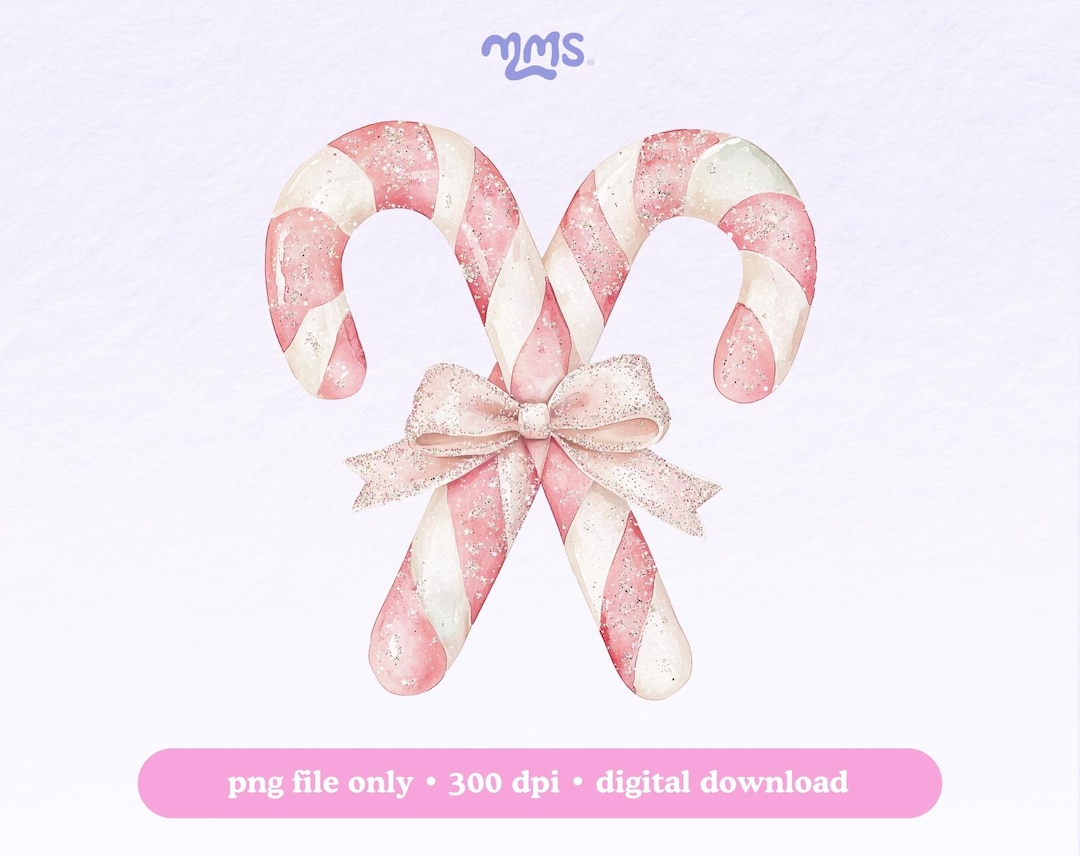 Pink Candy Canes Png for Cricut, Glitter Candy Canes Png, Christmas Png ...
