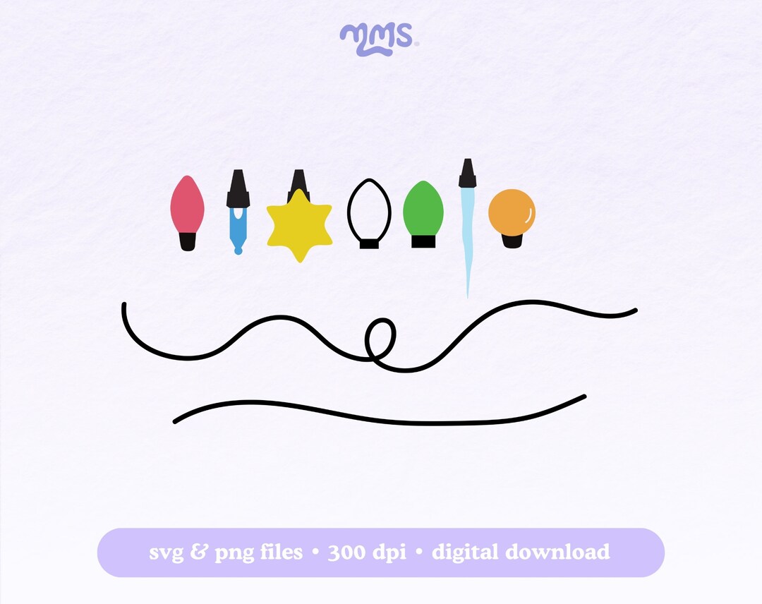 Christmas Lights Svg Cut File for Cricut & Silhouette, String Lights ...