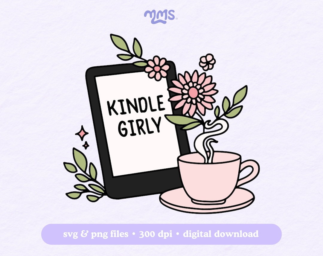 Kindle Girly Svg Png for Cricut, Emotional Support Kindle Svg, Ereader ...