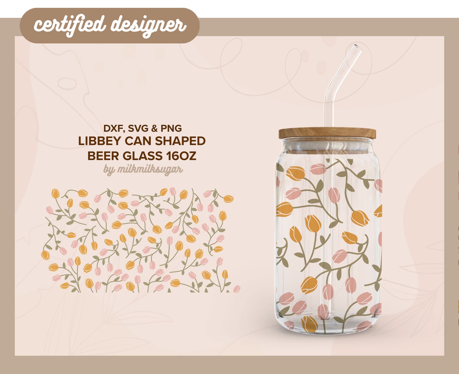 TULIP ENTANGLEMENT Spring Flowers Svg File for Libbey 16oz - Etsy