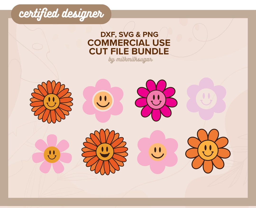 FLOWER SMILE MINI Smile Face Svg, Flower Svg, Retro Cut Files for ...
