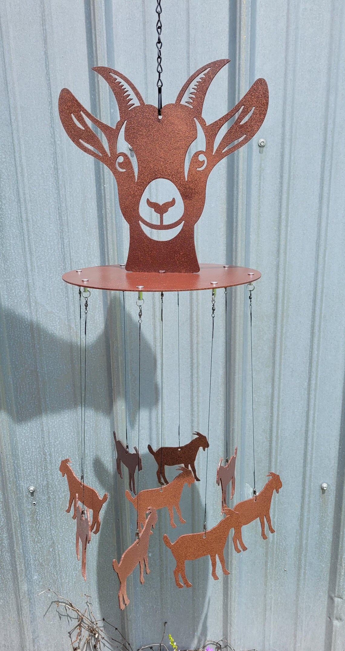 Plasma Cut Wind Chime, Goat, 14G Steel, Sign, Gift, Outdoor Hanger ...