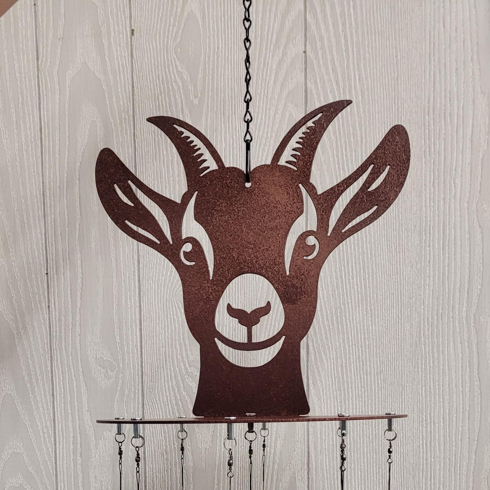 Plasma Cut Wind Chime, Goat, 14G Steel, Sign, Gift, Outdoor Hanger ...
