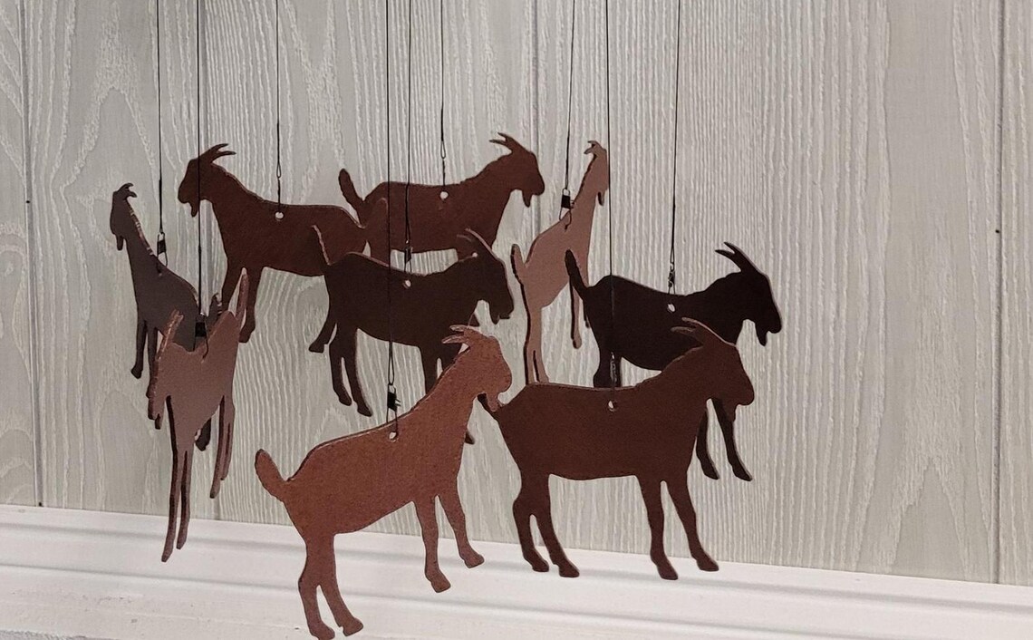 Plasma Cut Wind Chime, Goat, 14G Steel, Sign, Gift, Outdoor Hanger ...