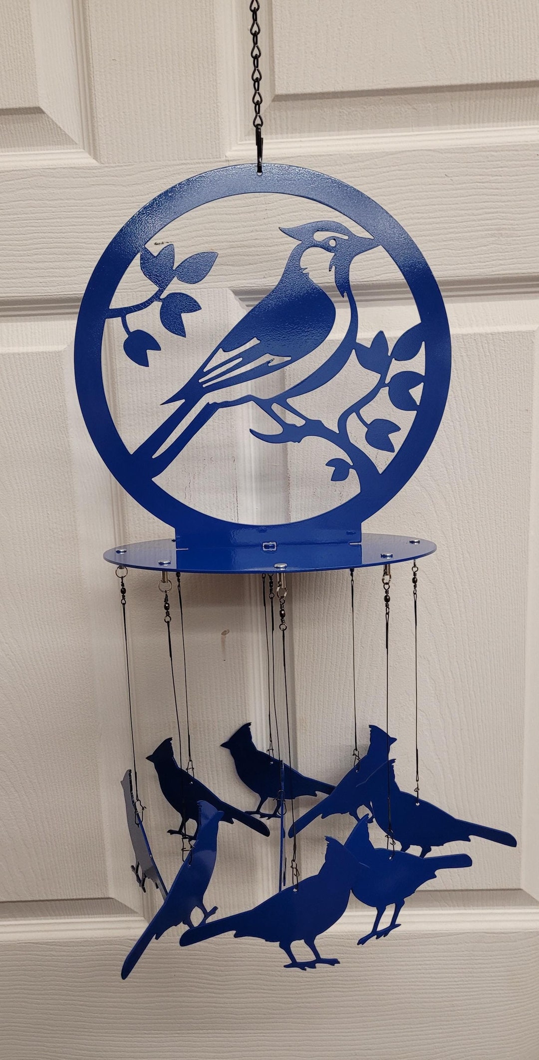 Blue Jay Wind Chime, Plasma Cut Steel, Birds, Outdoor Indoor Decor ...