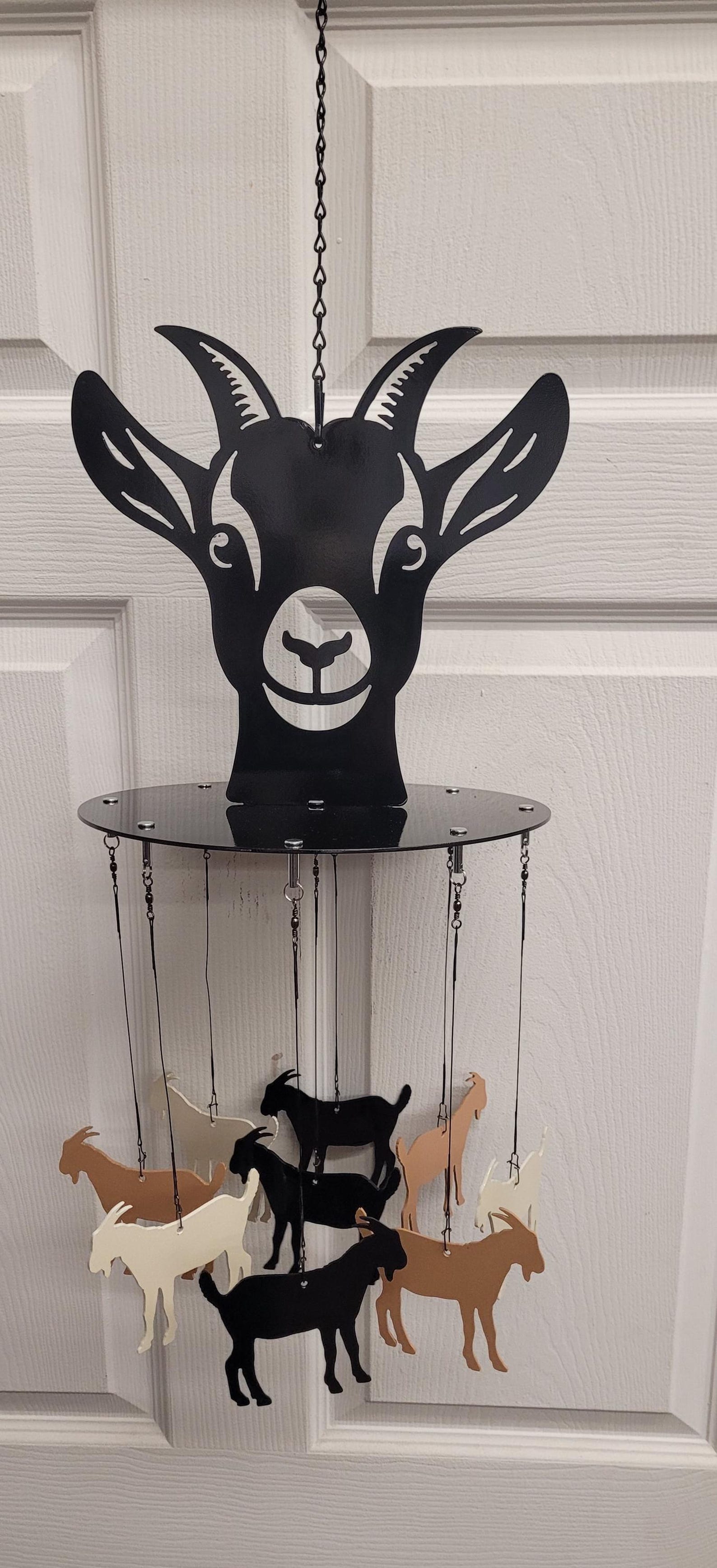 Plasma Cut Wind Chime, Goat, 14G Steel, Sign, Gift, Outdoor Hanger ...