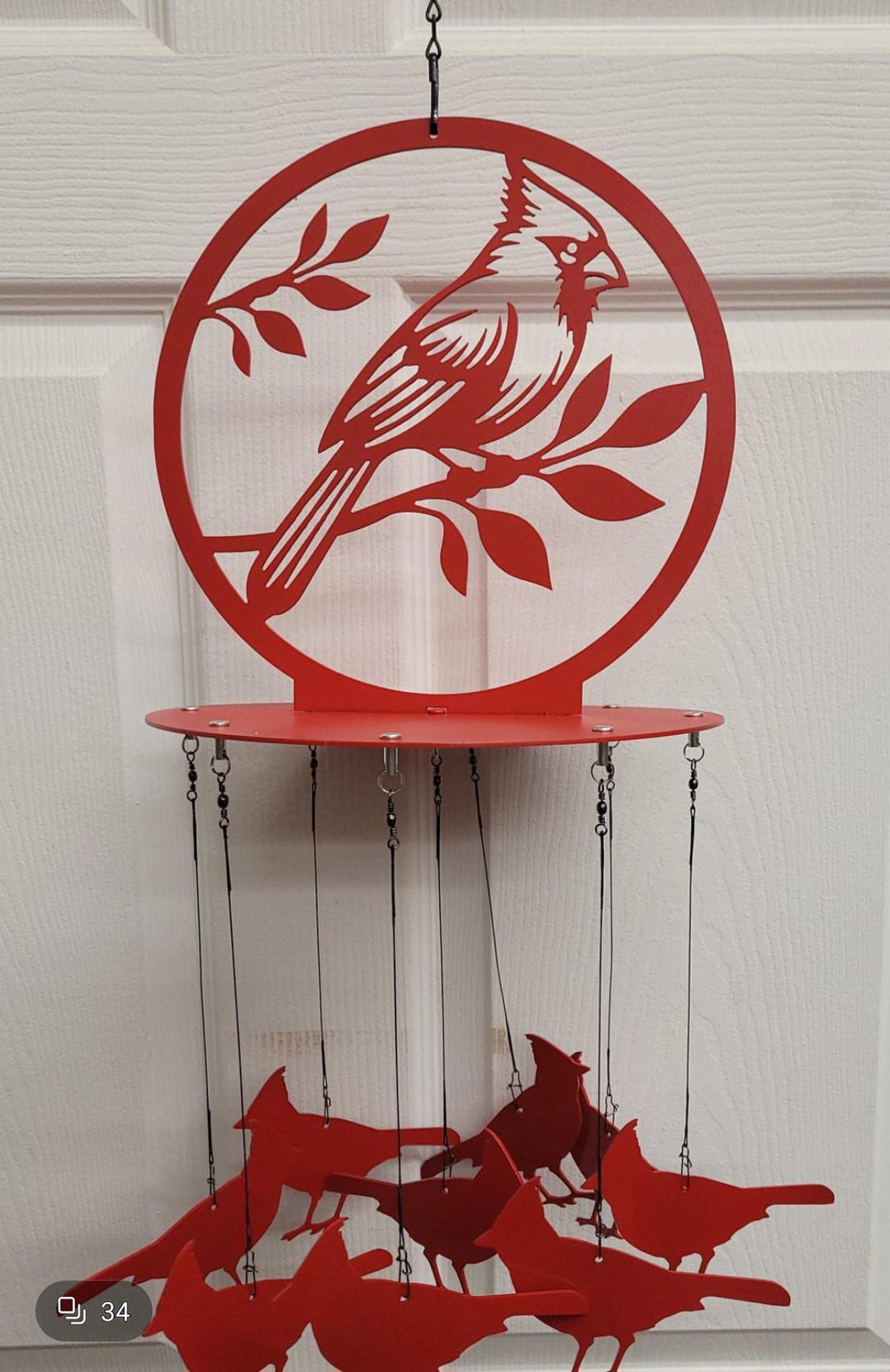 Red Cardinal Plasma Cut Wind Chime: Steel Bird Garden Hanger - Etsy