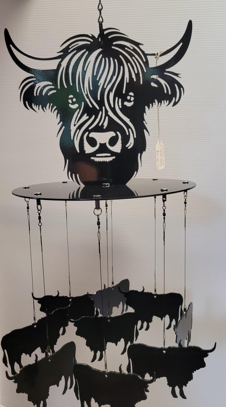 Metal Highland Cow Wind Chime: Farmhouse Decor, Plasma Cut Steel - Etsy