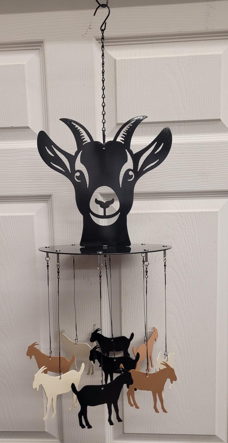 Plasma Cut Wind Chime, Goat, 14G Steel, Sign, Gift, Outdoor Hanger ...