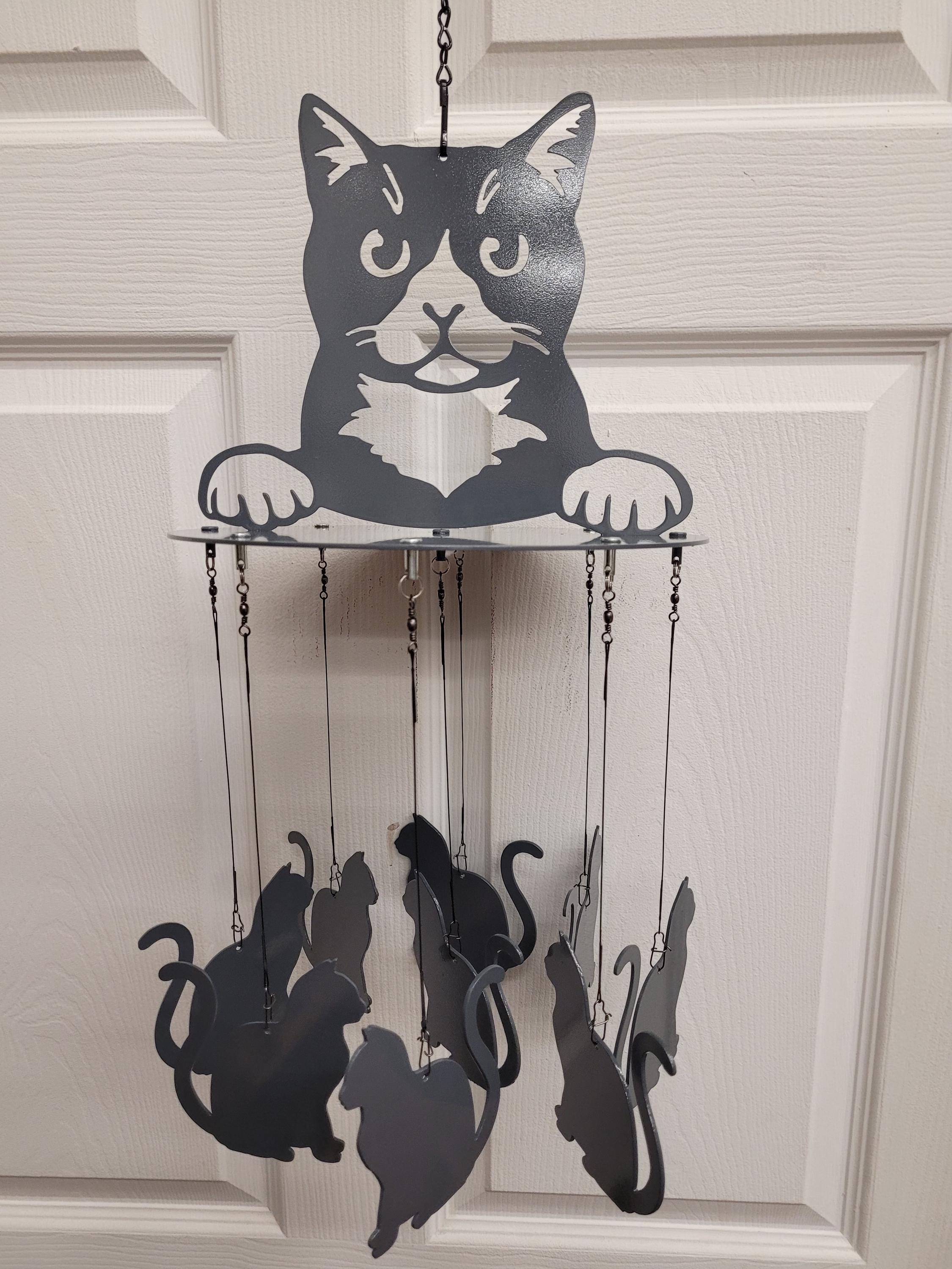 Cat Wind Chime, Plasma Cut Steel, Inside/outside Decor - Etsy