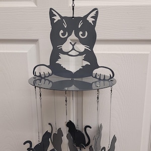 Cat Wind Chime, Plasma Cut Steel, Inside/outside Decor - Etsy