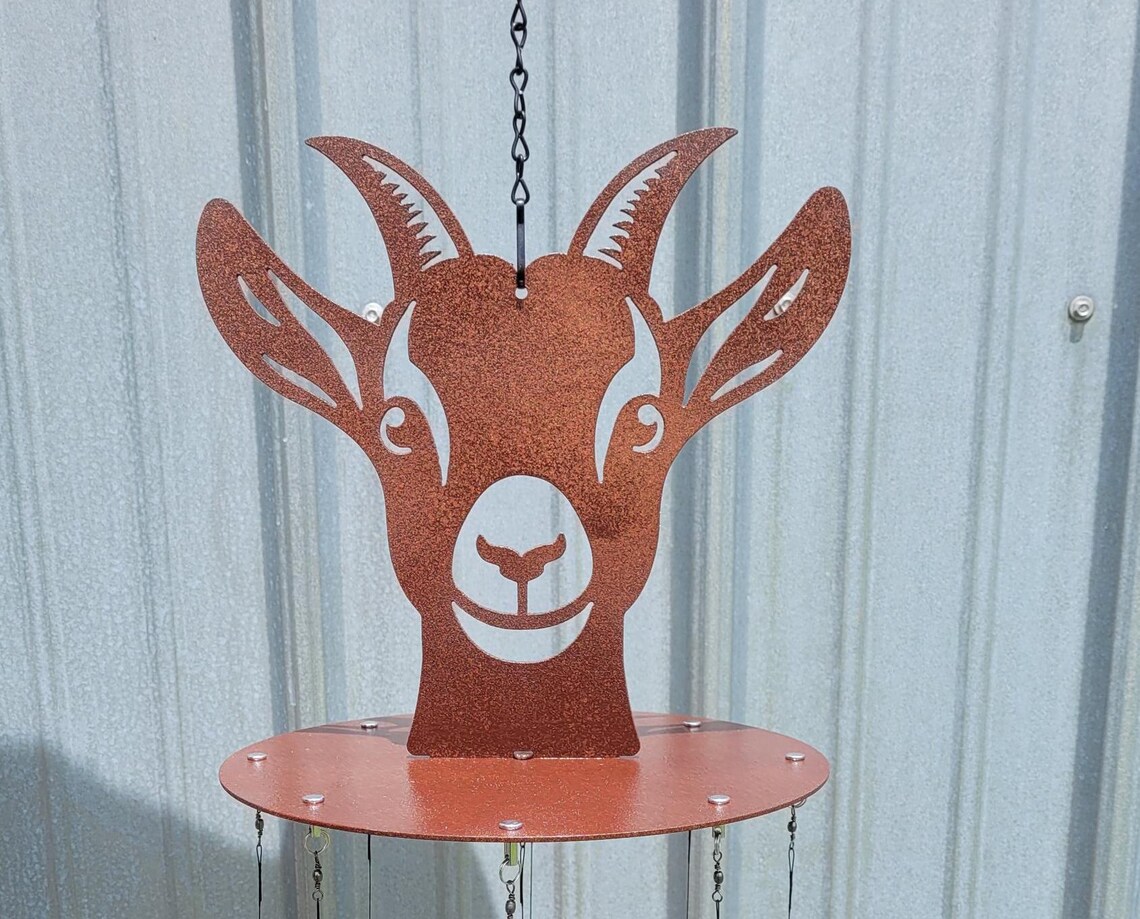 Plasma Cut Wind Chime, Goat, 14G Steel, Sign, Gift, Outdoor Hanger ...